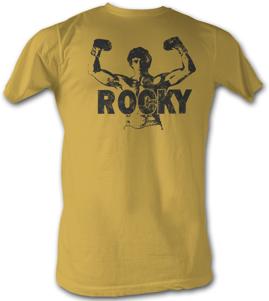 Rocky T-shirt Classic Rocky Movie Adult Yellow Tee Shirt - Rocky Adult ...