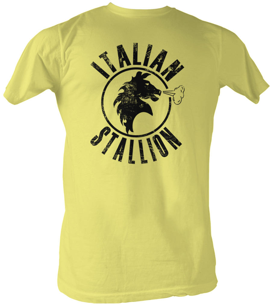 Rocky T-shirt Italian Stallion Adult Yellow Tee Shirt - Rocky Adult Shirts