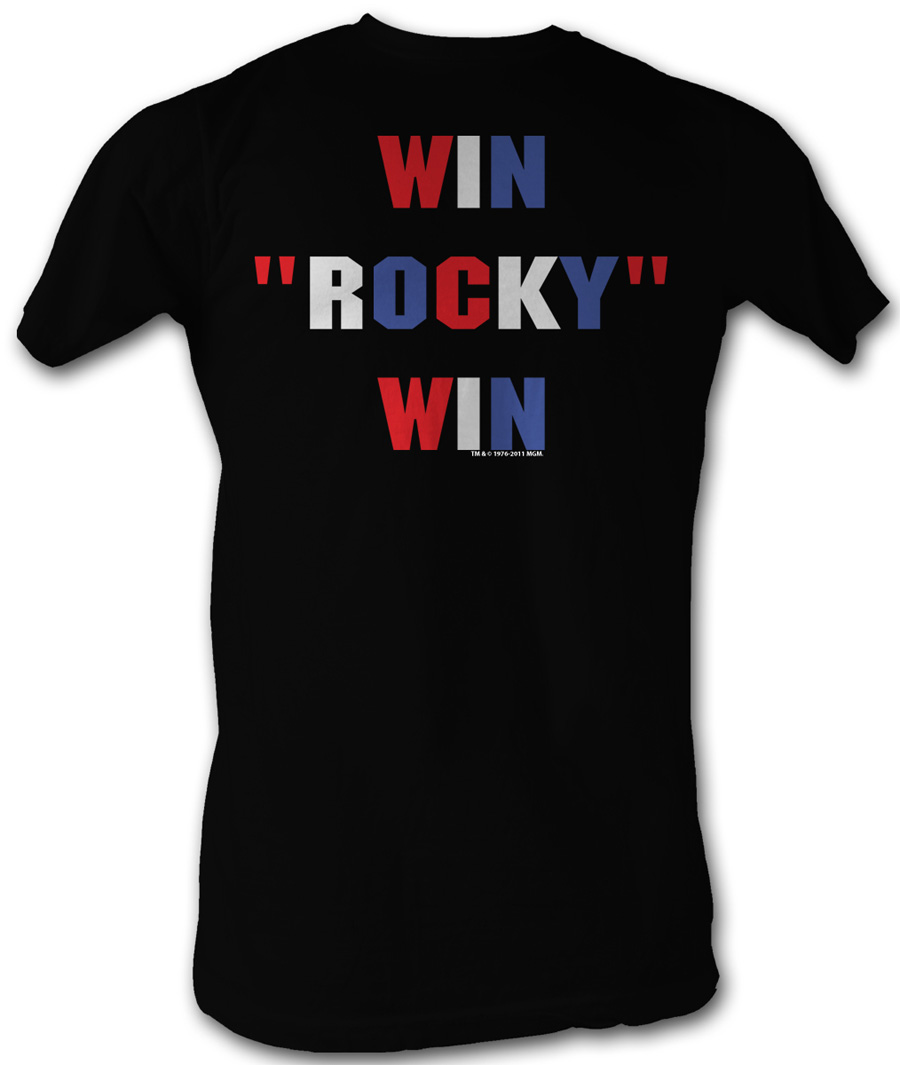 Rocky T-shirt Win Rocky Win USA Adult Black Tee Shirt - Rocky Adult Shirts