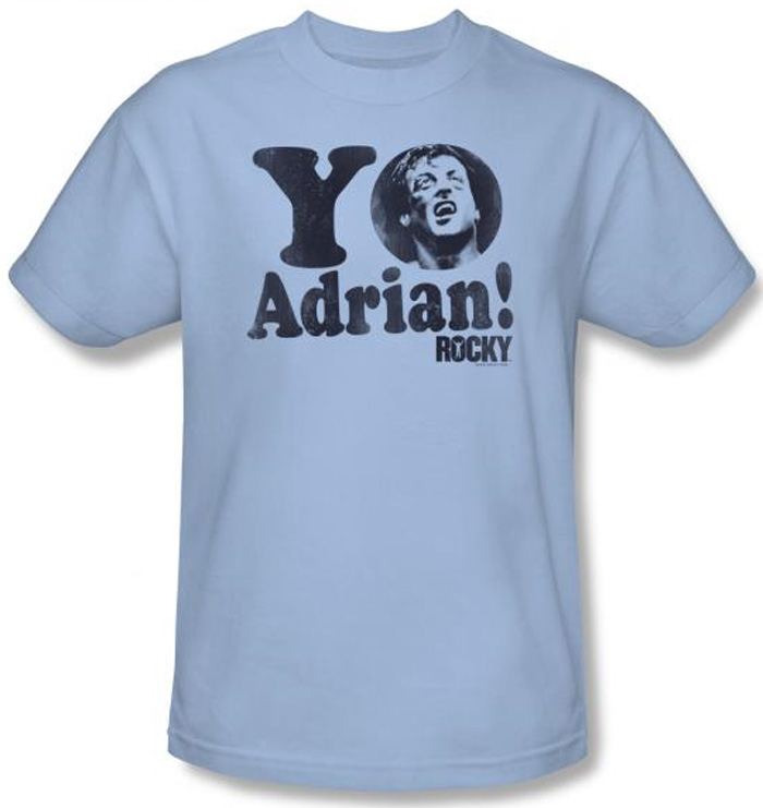 Rocky T-shirt Yo Adrian Classic Adult Light Blue Tee Shirt - Rocky ...