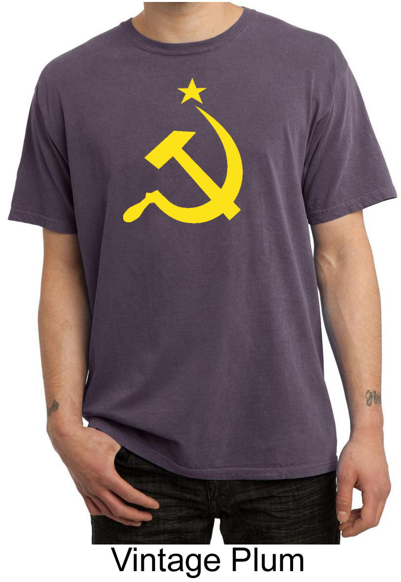 Russian Shirt Hammer and Sickle USSR Adult Pigment Dyed T-shirt ...