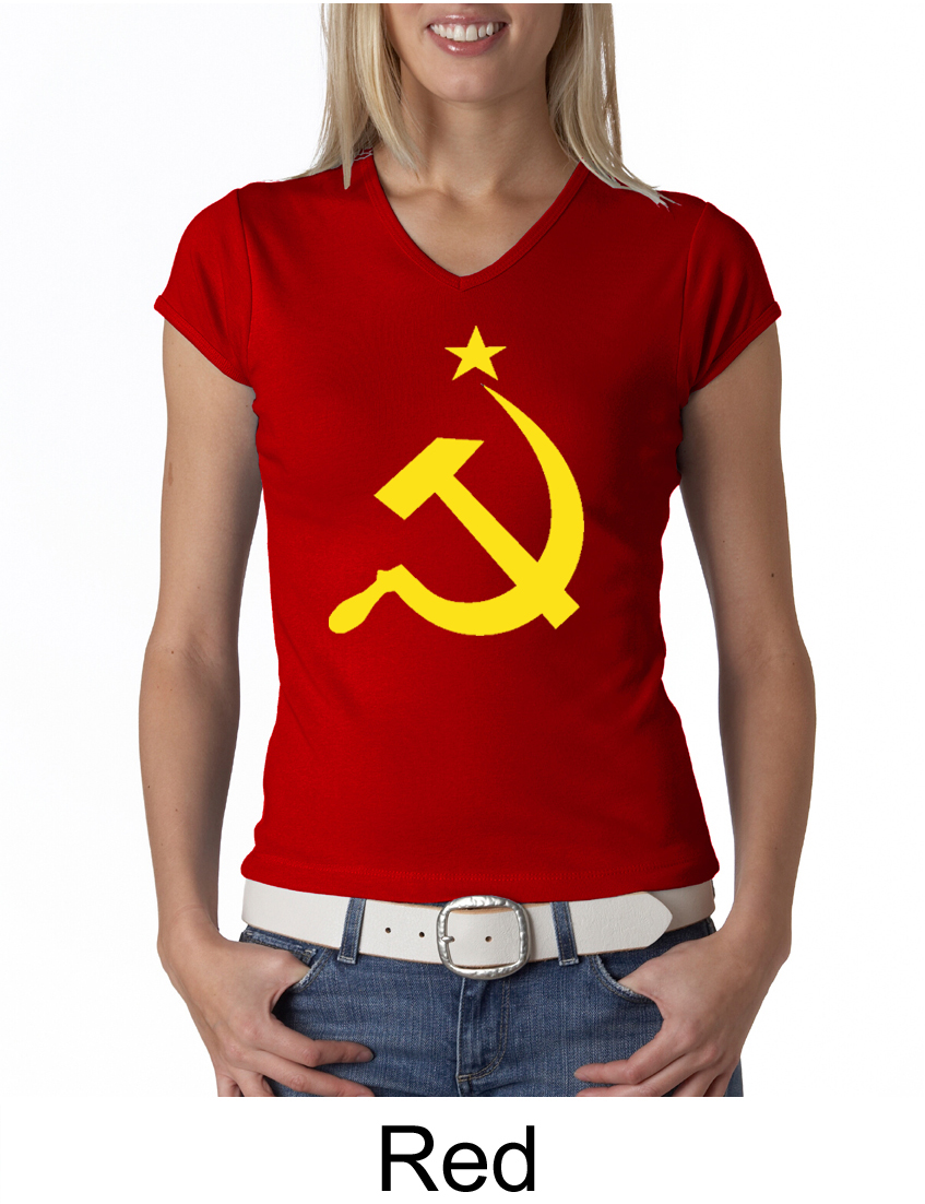Russian Shirt Hammer and Sickle USSR Ladies V-neck Shirt - Soviet ...