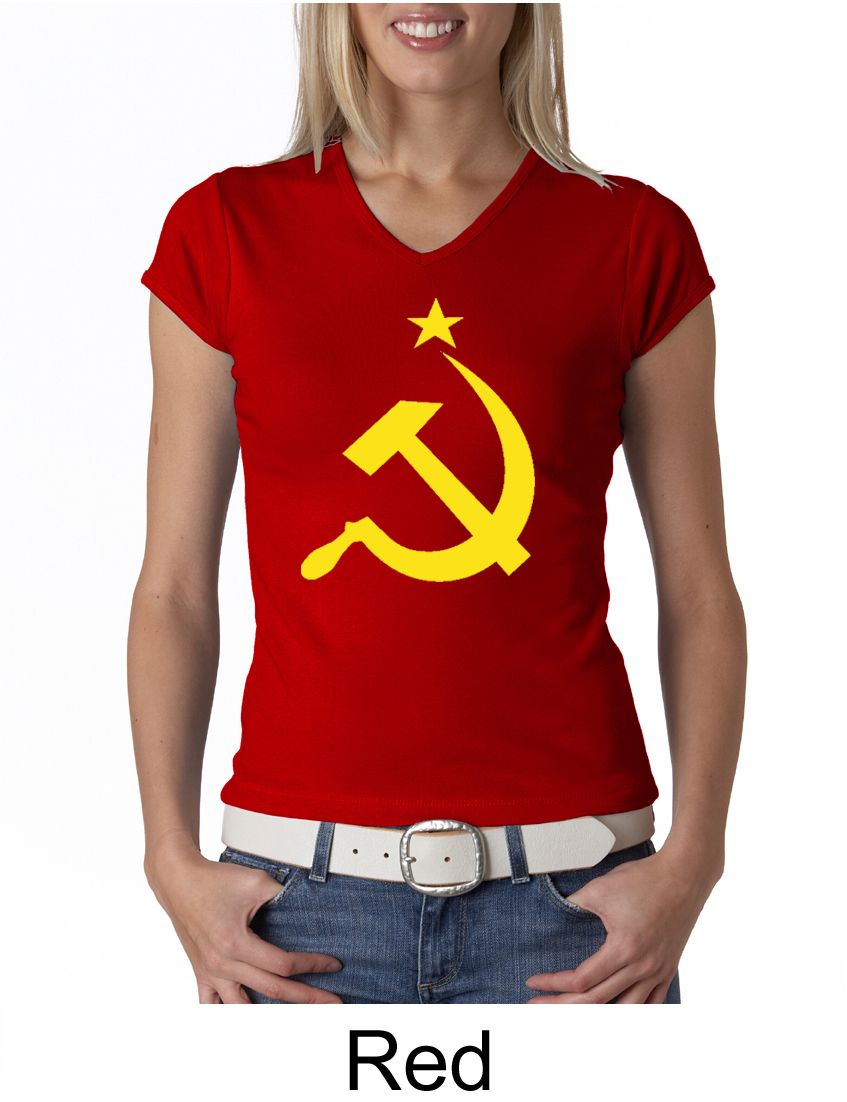 Russian Shirt Hammer and Sickle USSR Ladies V-neck Shirt - Soviet ...