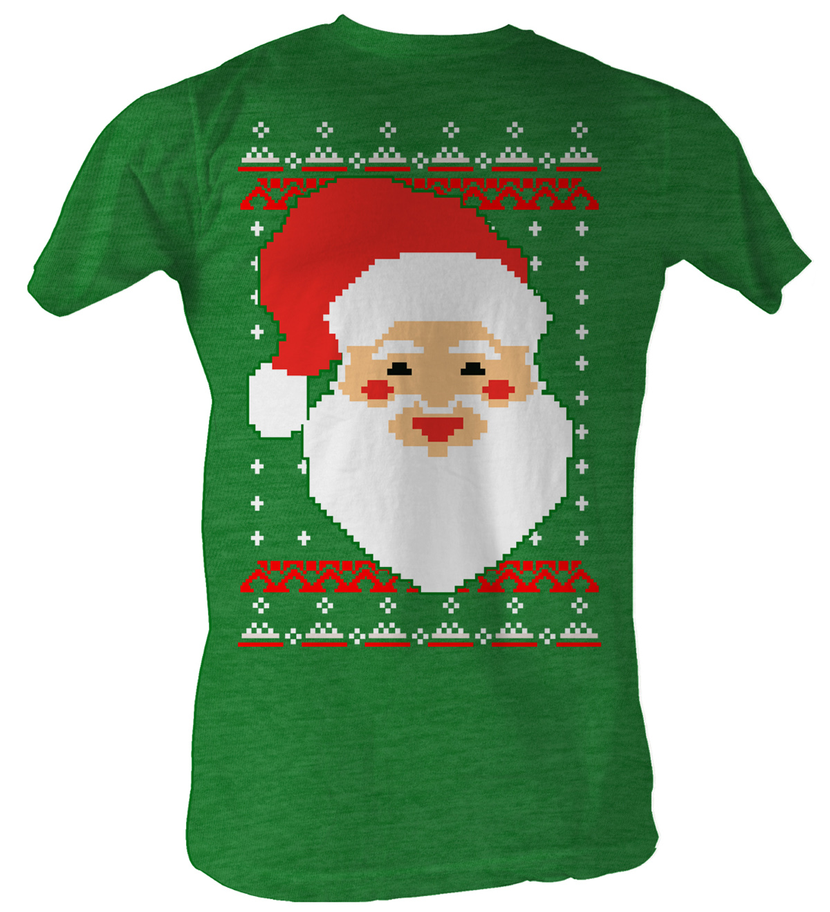 Santa Claus T-Shirt – Santa Head Christmas Holiday Adult Green T-Shirt ...