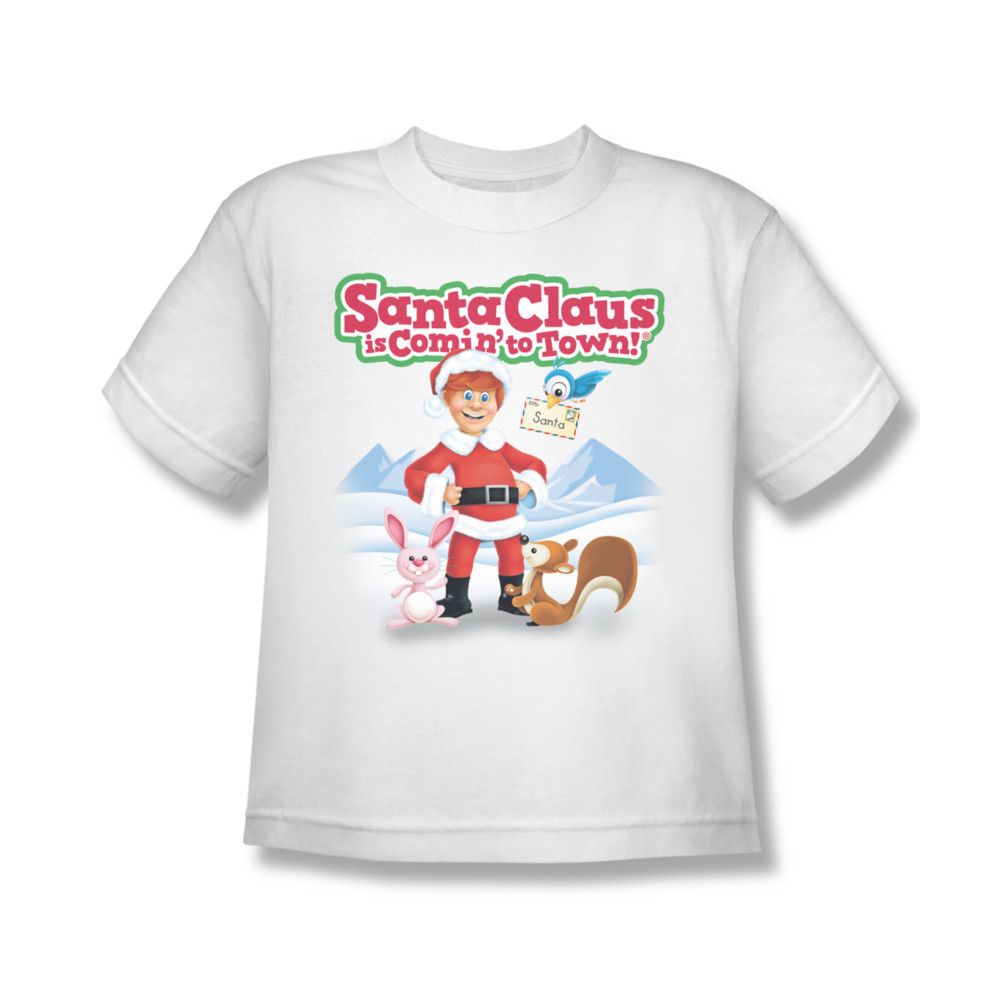 Santa Clause Shirt Kids Animal Friends White T-Shirt - Santa Clause Is ...