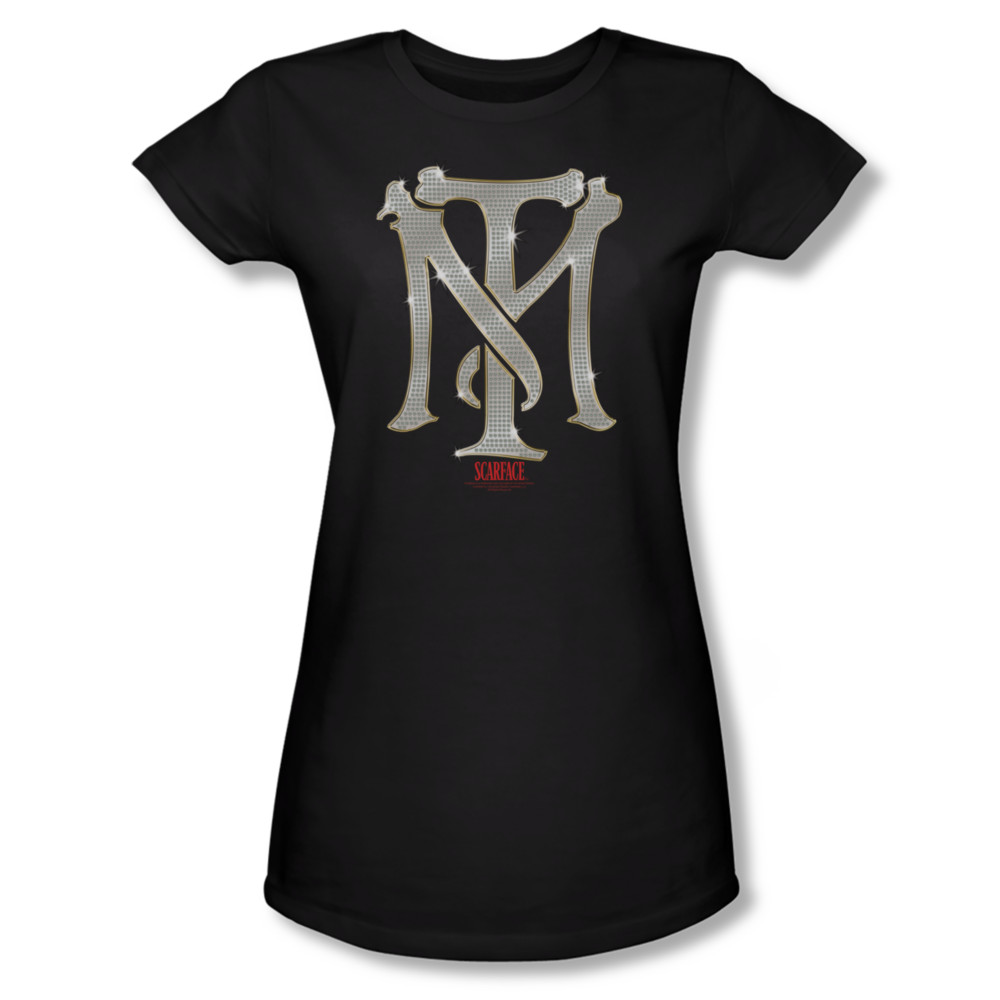 Scarface Shirt Juniors TM Bling Black Tee T-Shirt - Scarface TM Bling ...