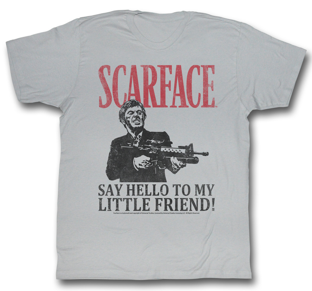 Scarface Shirt Say Hello Adult Grey Tee T-Shirt - Scarface Shirts