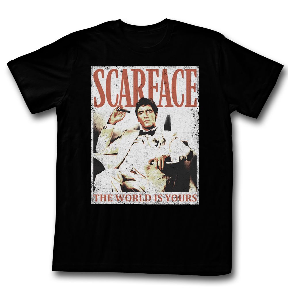 Scarface Shirt The World Is Yours Distressed Black T-Shirt - Scarface ...