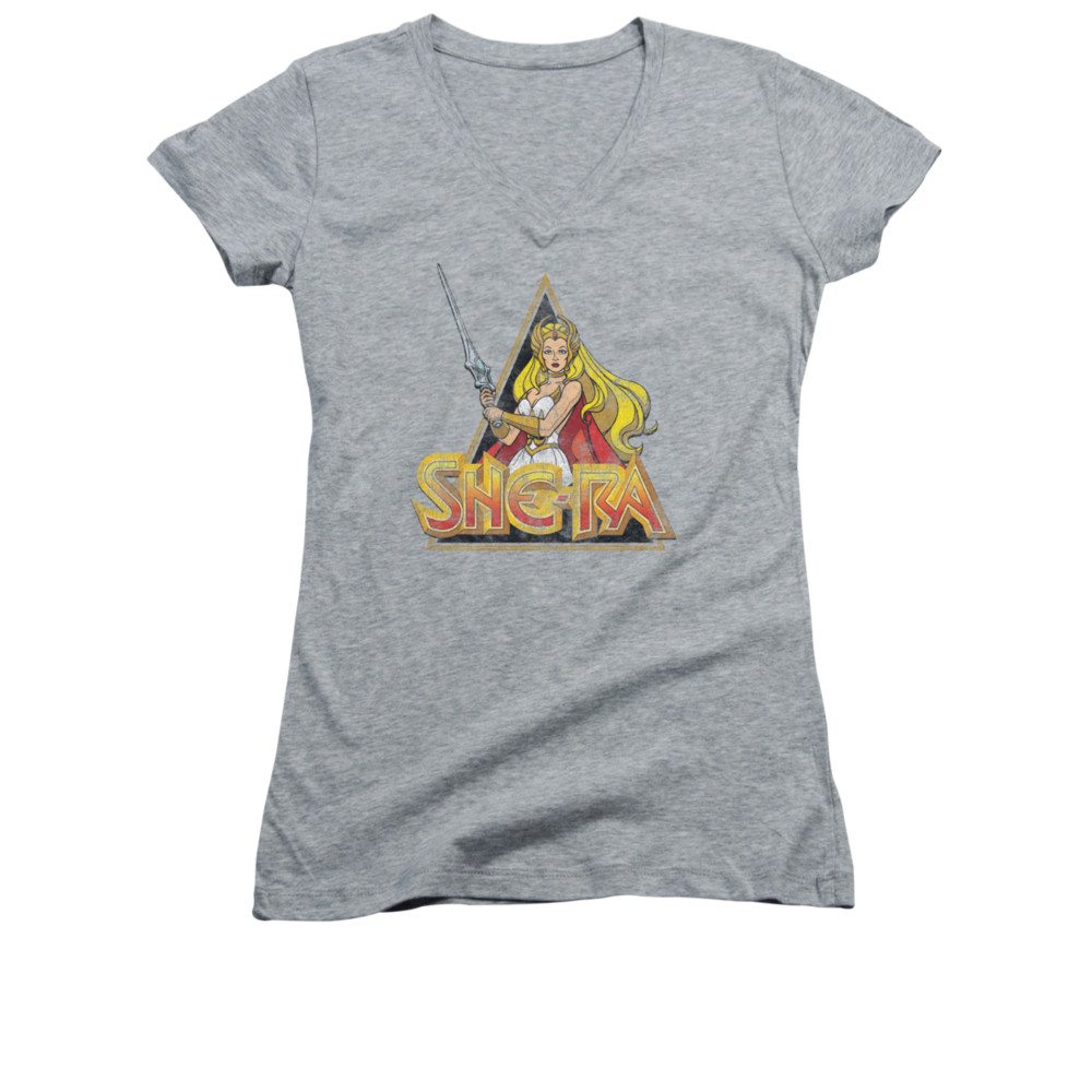 She-Ra Shirt Juniors V Neck Rough Ra Athletic Heather Tee T-Shirt - She ...