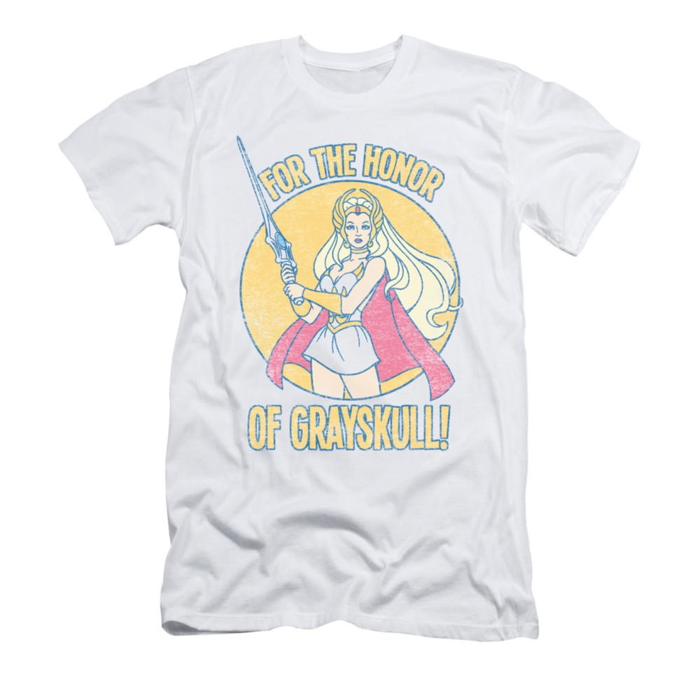 She-Ra Shirt Slim Fit Honor Of Grayskull White Tee T-Shirt - She-Ra ...
