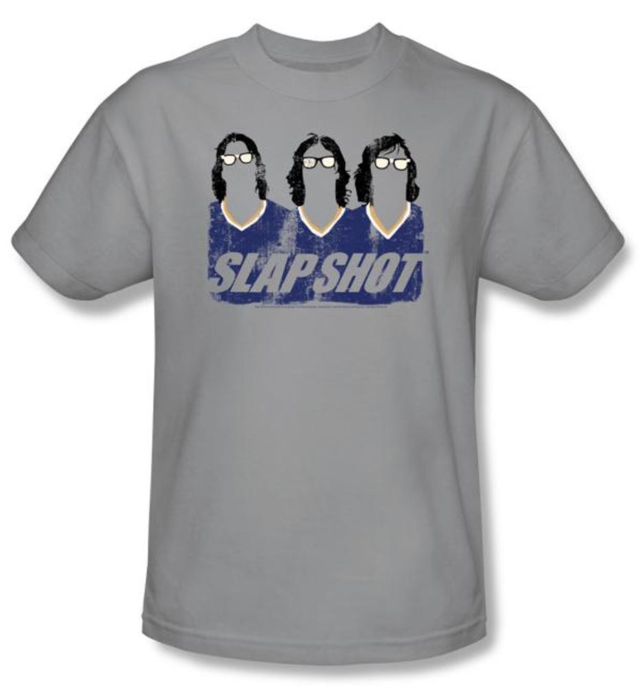Slap Shot T-shirt Hockey Movie Brothers Adult Silver Tee Shirt - Slap ...