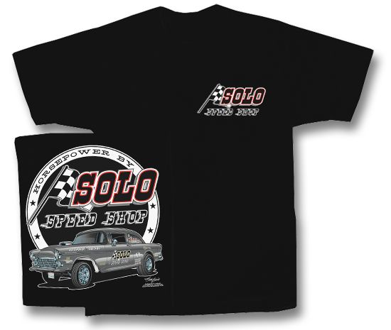 Solo Speed Shop T-Shirt - '55 Chevy Classic Car Black Tee Shirt - Solo ...