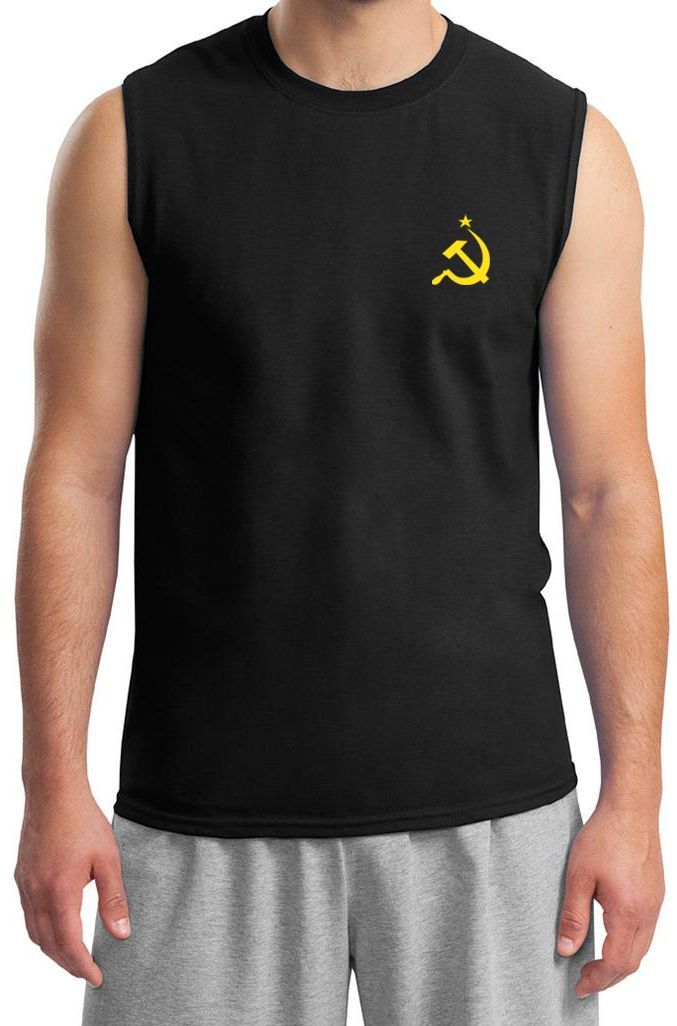Soviet Shirt Mens Muscle Shirt Yellow Logo Pocket Print - Soviet Hammer ...