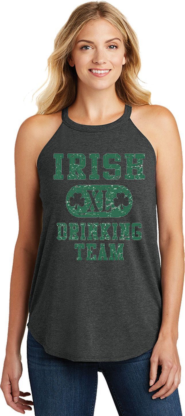 St Patricks Day Irish Drinking Team Ladies Tri Rocker Tank Top - Irish ...