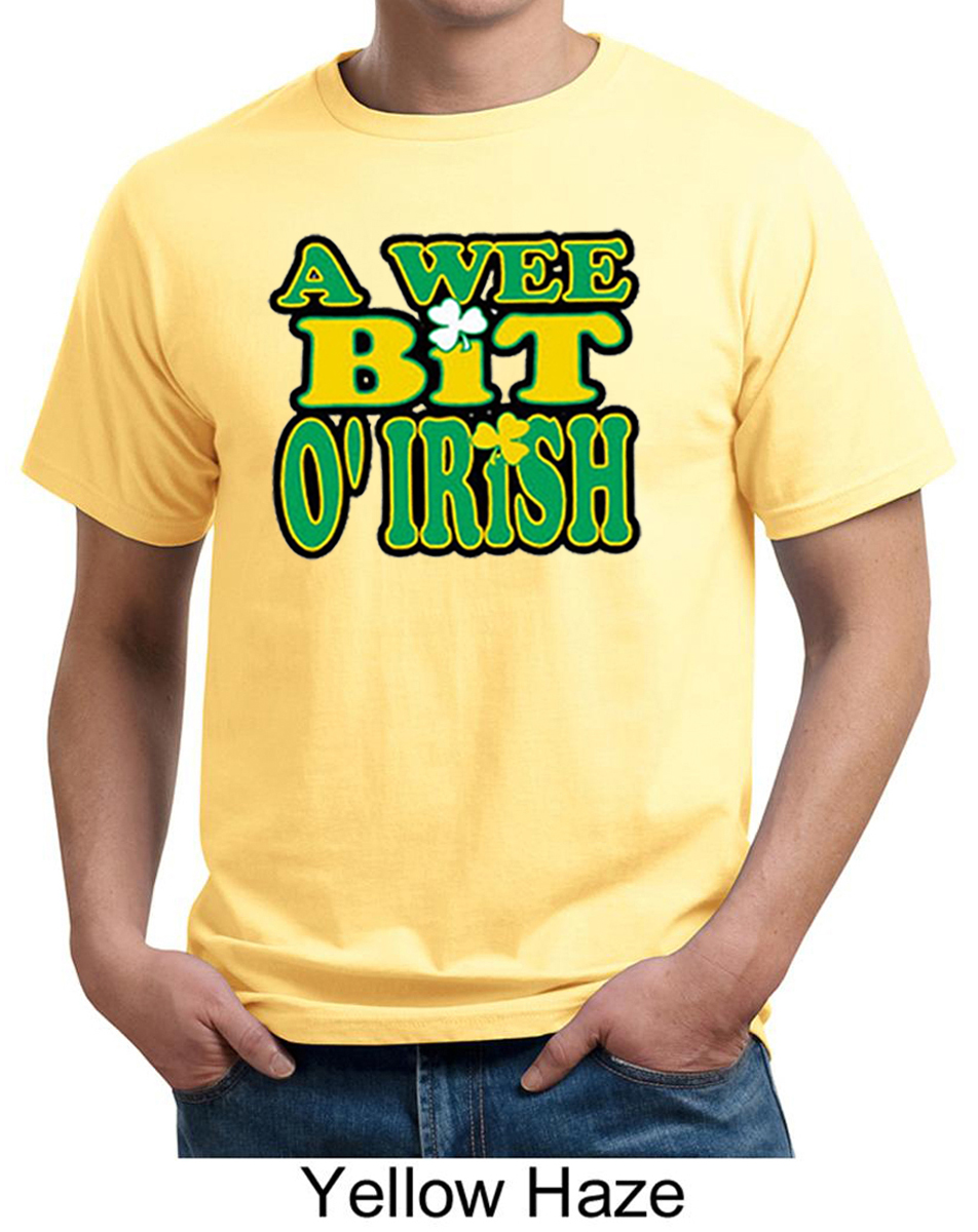 St Patricks Day Mens Shirt A Wee Bit Irish Shamrock Organic Tee - A Wee ...