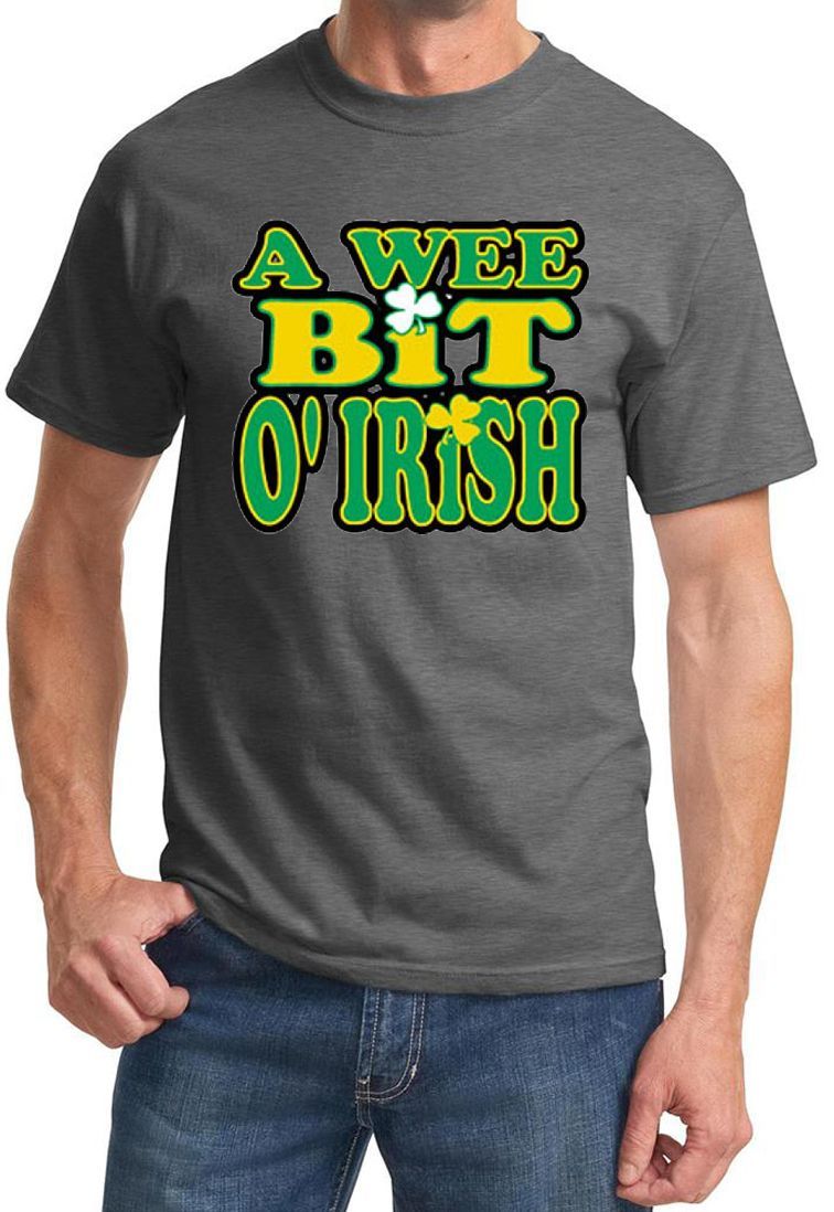 St Patricks Day Mens Shirts A Wee Bit Irish Shamrock Tee T-Shirt - A ...