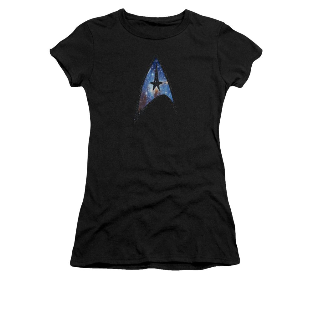 Star Trek Shirt Juniors Galactic Shield Black T-Shirt - Star Trek ...