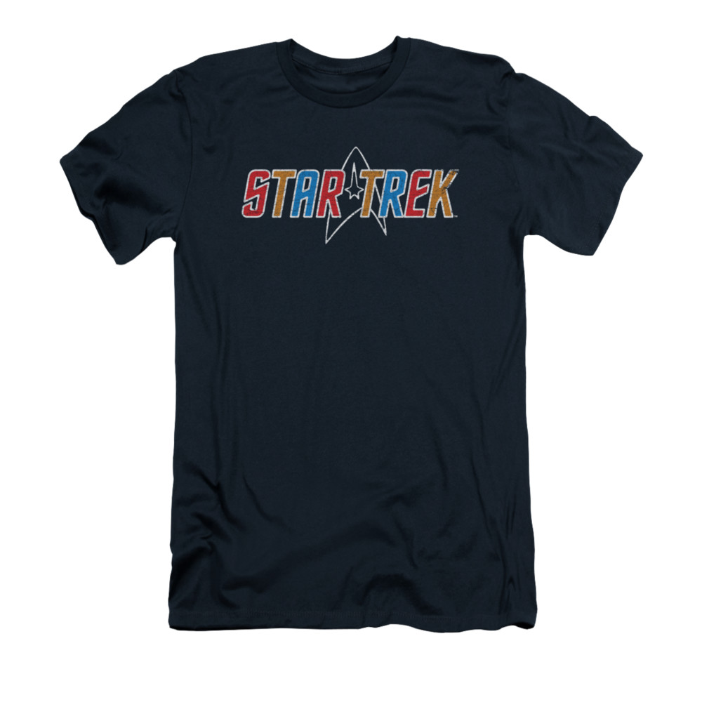 Star Trek Shirt Slim Fit Multi-Colored Logo Navy T-Shirt - Star Trek ...