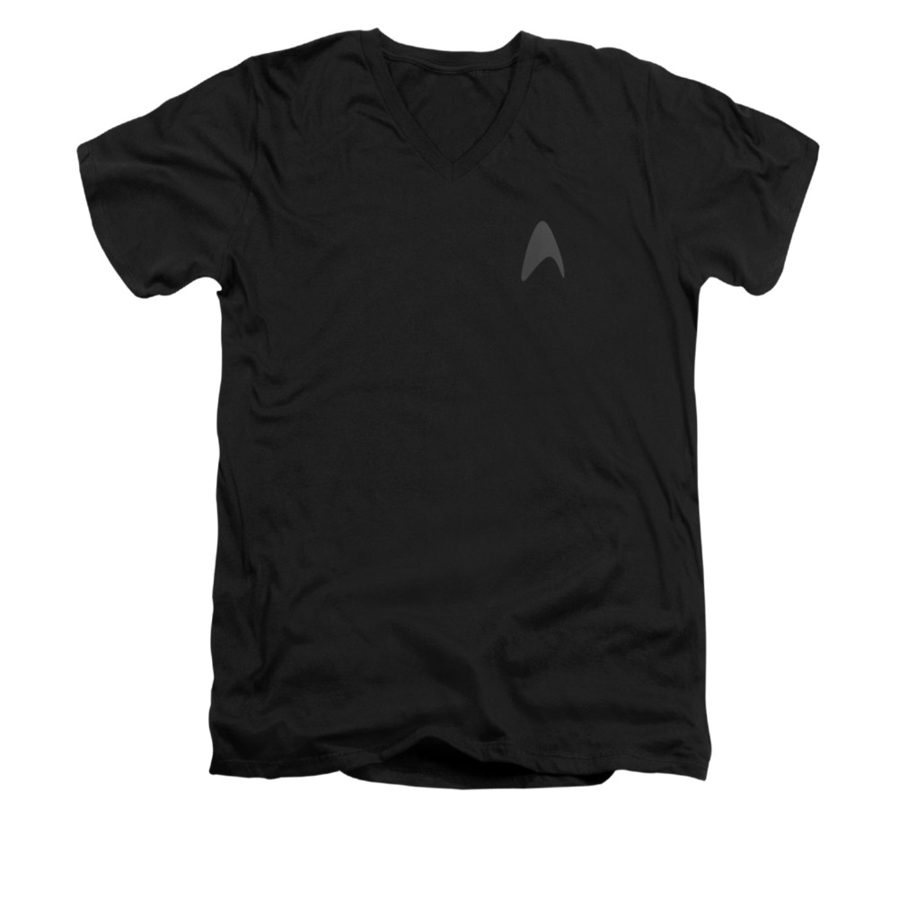 Star Trek Shirt Slim Fit V-Neck Star Fleet Logo Black T-Shirt - Star ...