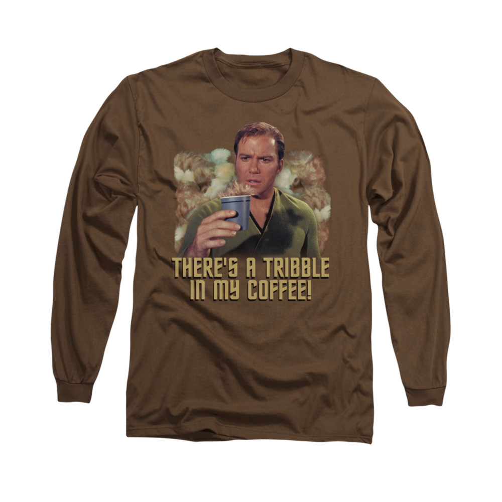 Star Trek Shirt Tribble Coffee Long Sleeve Brown Tee T-Shirt - Star ...
