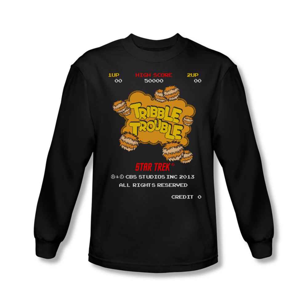 Star Trek Shirt Tribble Trouble Arcade Long Sleeve Black Tee T-Shirt ...