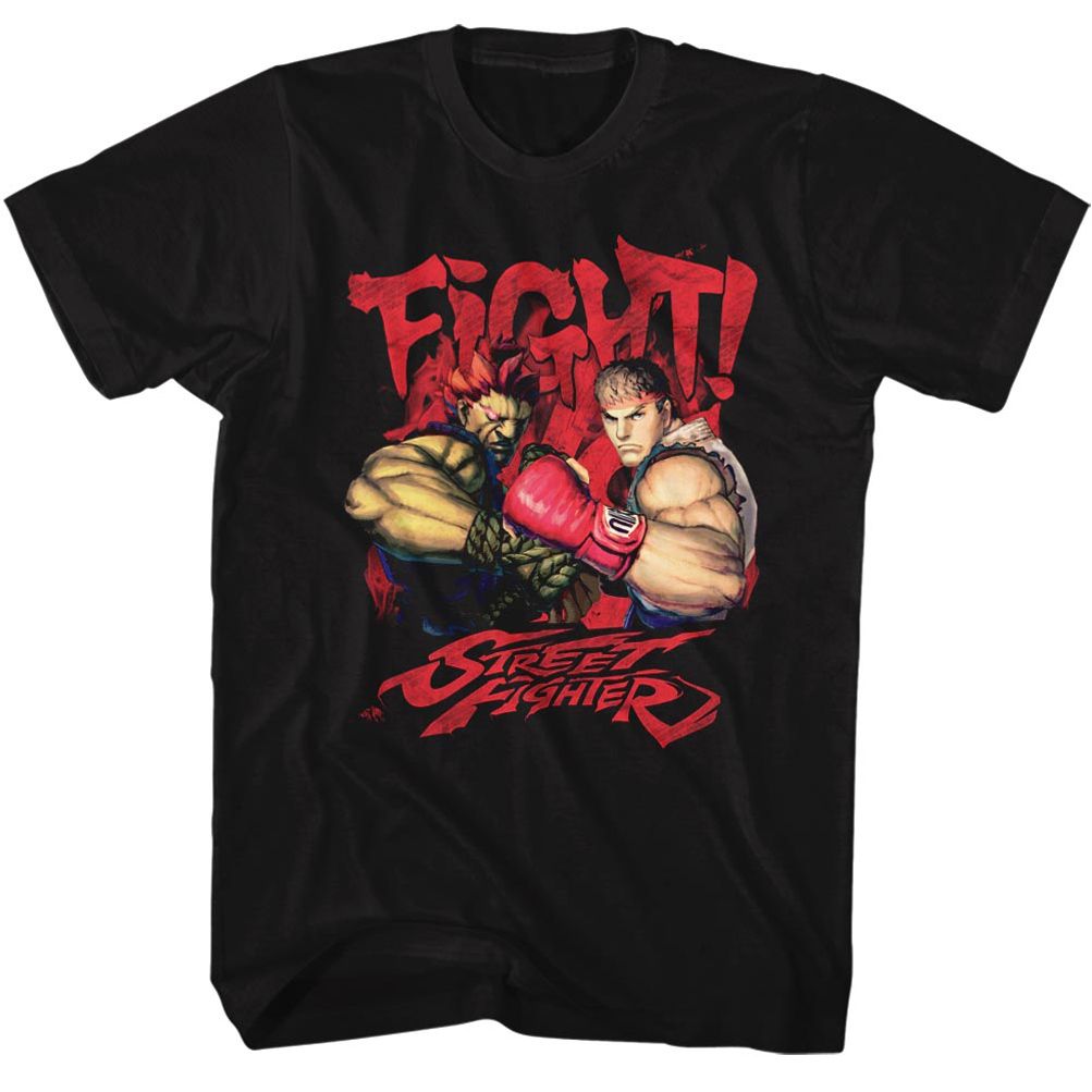 Street Fighter Shirt Fight Black T-Shirt - Street Fighter Shirts