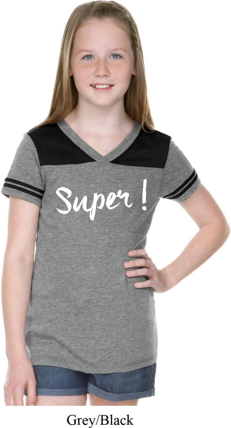 Super White Print Girls Football Shirt - Super White Print Kids Shirts