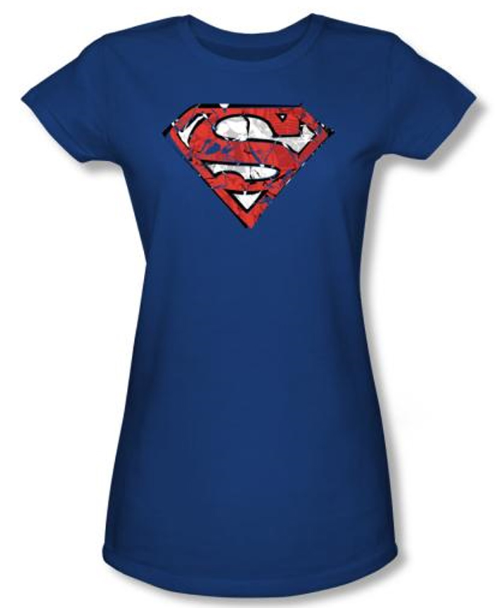 Superman Juniors Shirt Ripped And Shredded Shield Royal Blue T-Shirt ...