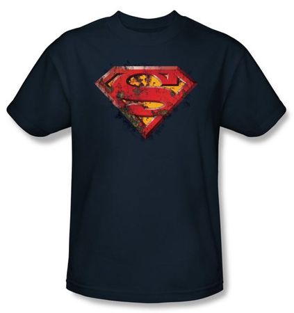 Superman Logo Kids T-Shirt Rusted Shield Navy Blue Tee Youth - Superman ...