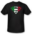 Superman Logo T-shirt Italian Shield Italy Adult Black Tee Shirt ...