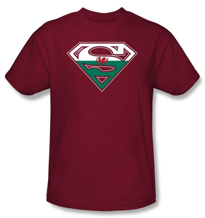 Superman Logo T-shirt Welsh Shield Adult Cardinal Red Tee Shirt ...