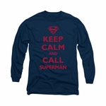 Superman Shirt Juniors Keep Calm Navy T-Shirt - Superman Keep Calm Shirts