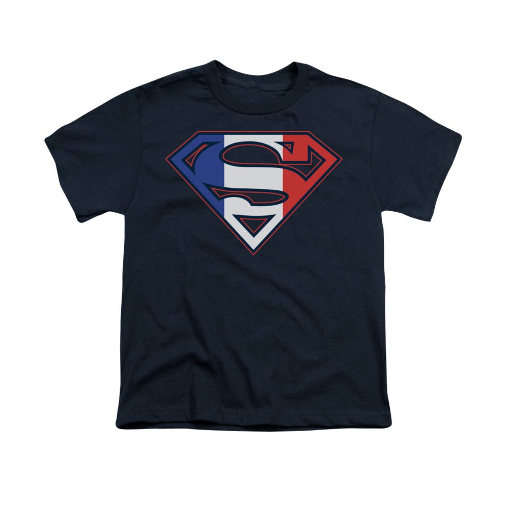 Superman Shirt Kids French Shield Navy T-Shirt - Superman French Shield ...
