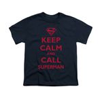 Superman Shirt Juniors Keep Calm Navy T-Shirt - Superman Keep Calm Shirts
