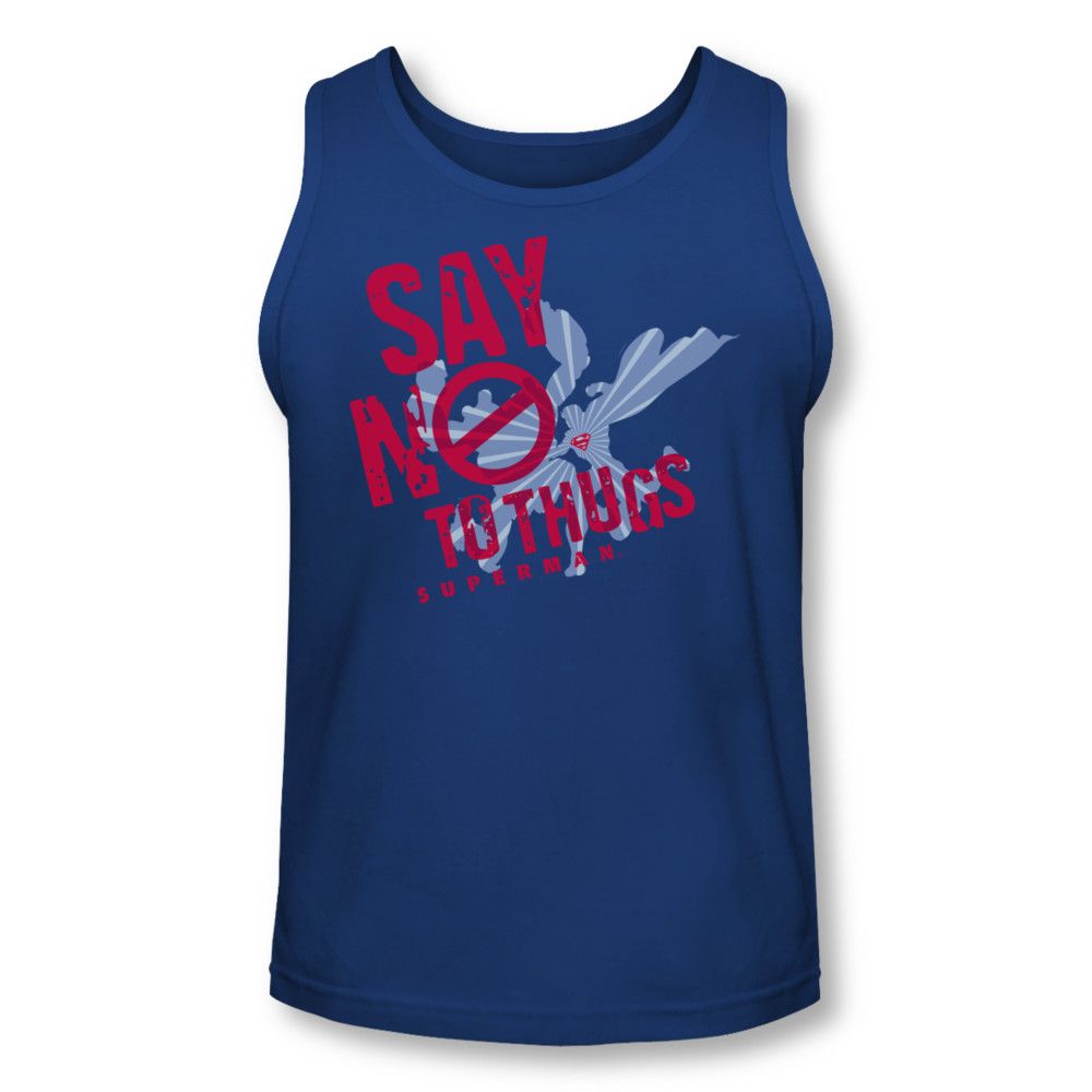 Superman Shirt Tank Top No To Thugs Royal Blue Tanktop - Superman No To ...