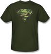 Superman T-shirt Camo Logo Shield Adult Army Green Superhero Tee Shirt ...