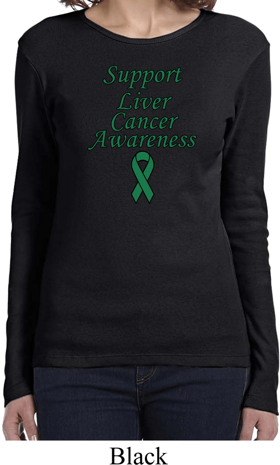 Support Liver Cancer Awareness Ladies Long Sleeve - Support Liver ...