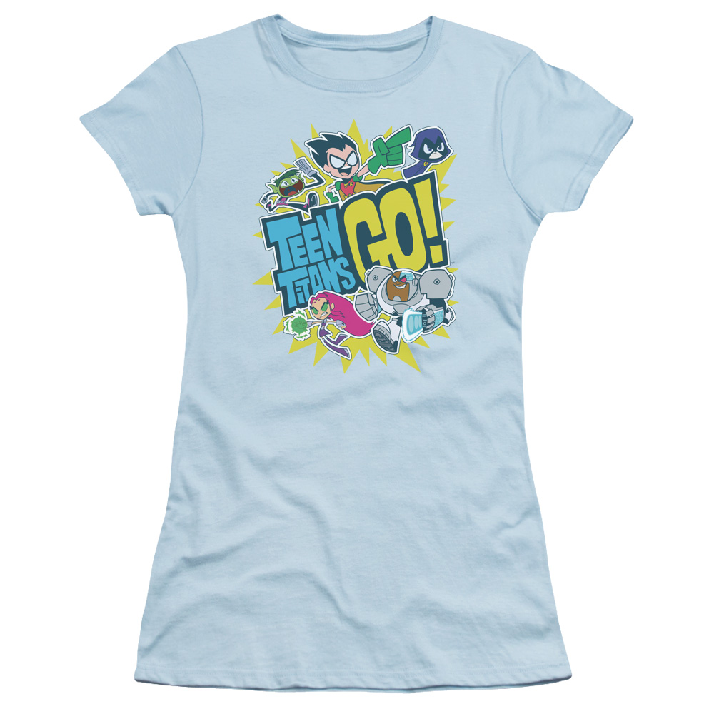 Teen Titans Go Shirt Juniors GO! Light Blue T-Shirt - Teen Titans Go GO ...