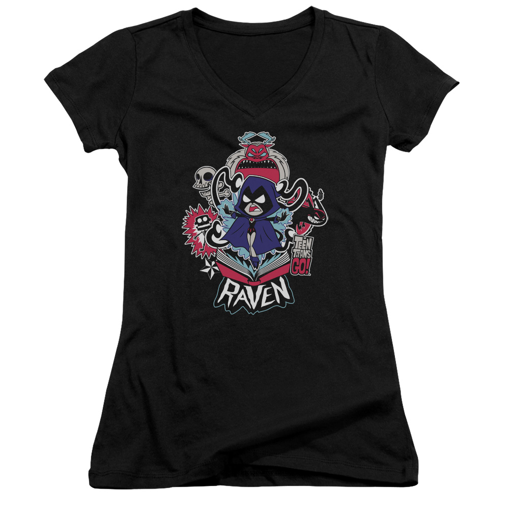 Teen Titans Go Shirt Juniors V Neck Raven Black T-Shirt - Teen Titans ...