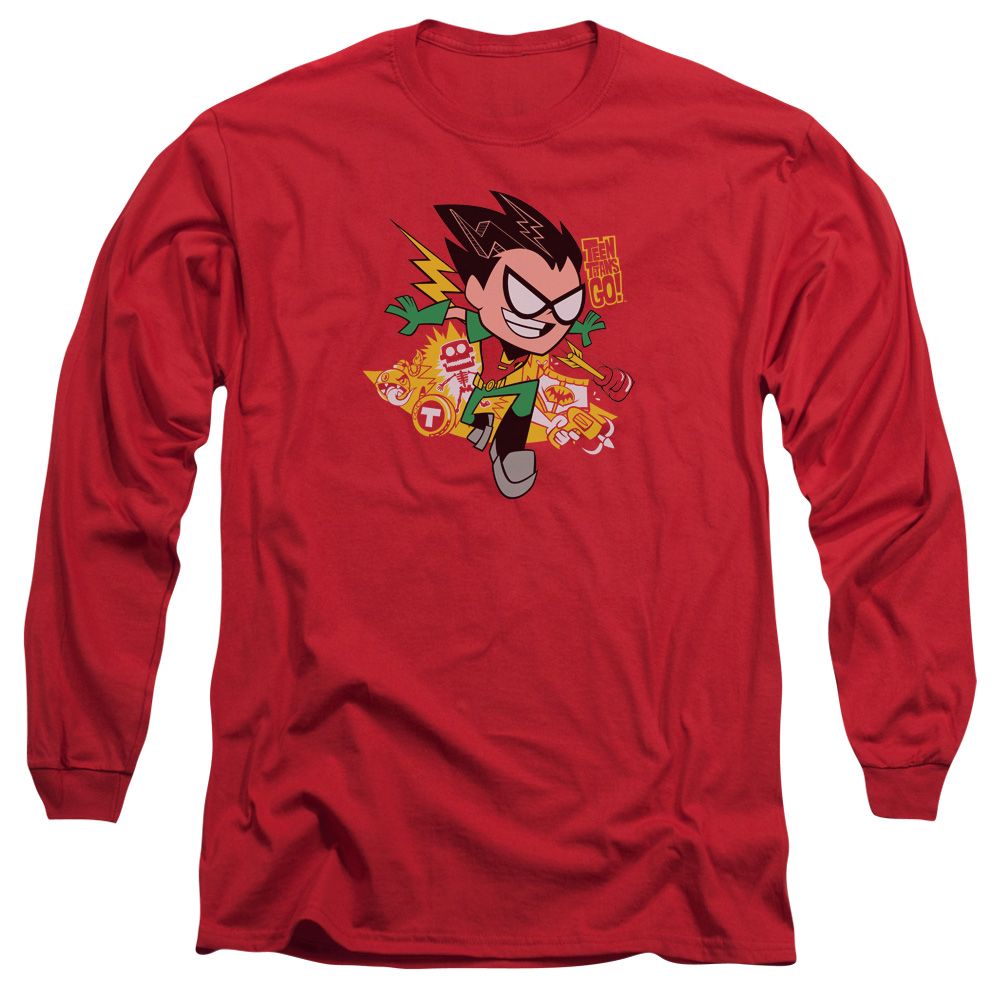 Teen Titans Go Shirt Robin Long Sleeve Red Tee T-Shirt - Teen Titans Go ...