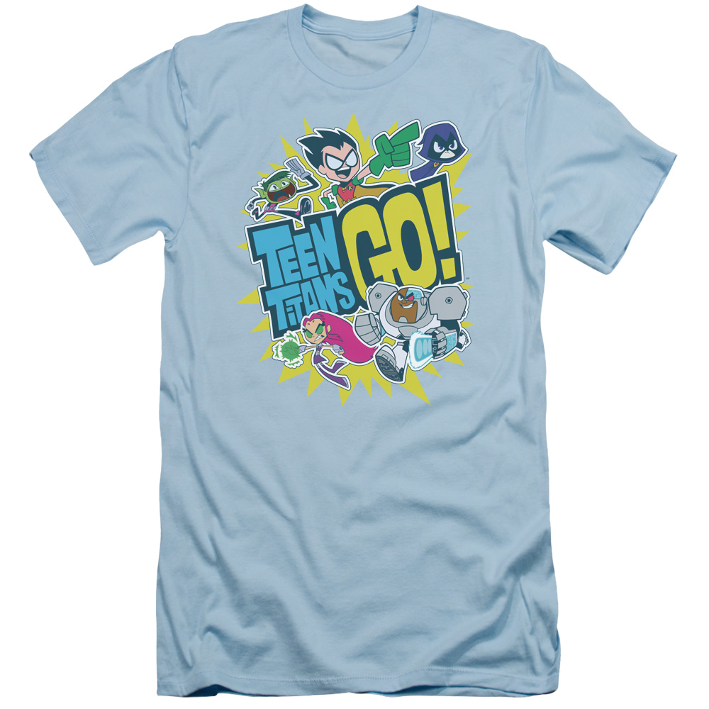 Teen Titans Go Shirt Slim Fit GO! Light Blue T-Shirt - Teen Titans Go ...