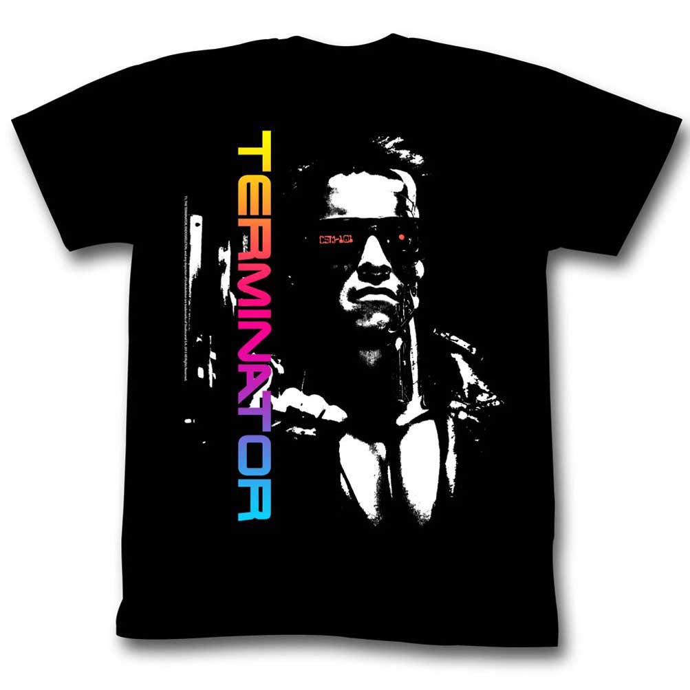 Terminator Shirt Rainbow Title Black T-Shirt - Terminator Shirts