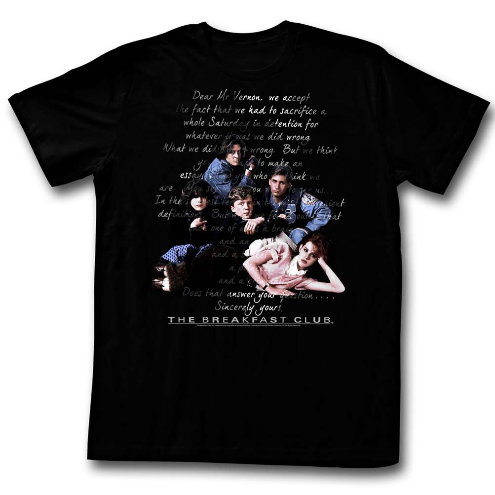 The Breakfast Club Shirt Letter Overlay Black T-Shirt - The Breakfast ...