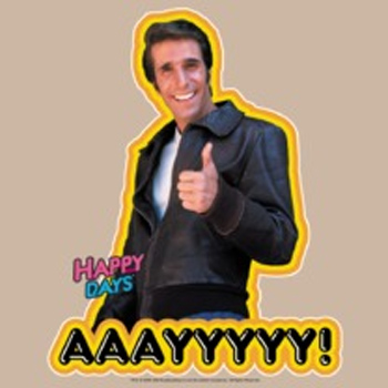 The Fonz T-shirt - Happy Days Fonzie Aaaay Adult Sand Shirt - Happy ...