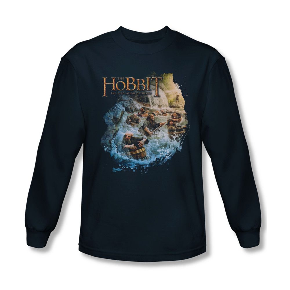 The Hobbit Desolation Of Smaug Shirt Barreling Down Long Sleeve Navy ...