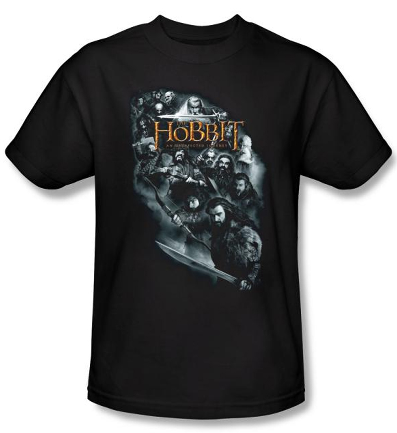 The Hobbit Shirt Movie Unexpected Journey Characters Adult Black Tee ...