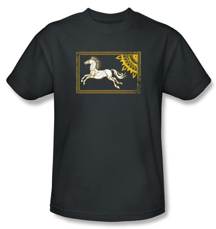 The Lord Of The Rings T-Shirt Rohan Banner Adult Charcoal Tee Shirt ...