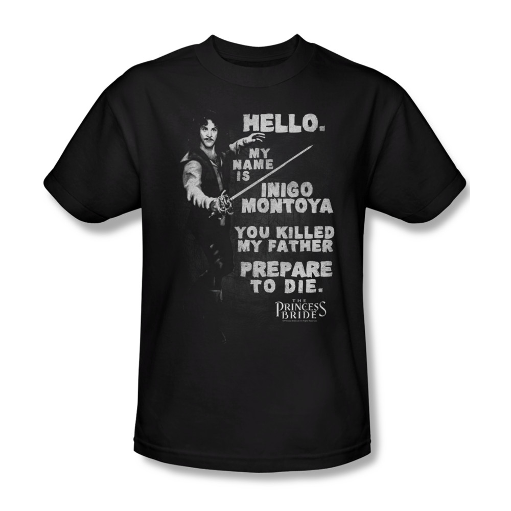 The Princess Bride Shirt Hello My Name Is Adult Black Tee T-Shirt - The ...