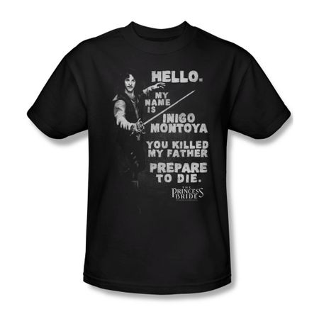 The Princess Bride Shirt Hello My Name Is Adult Black Tee T-Shirt - The ...