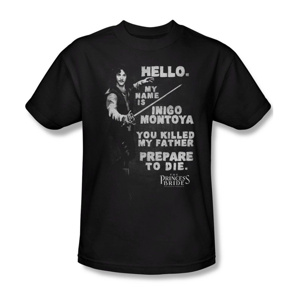 The Princess Bride Shirt Hello My Name Is Adult Black Tee T-Shirt - The ...
